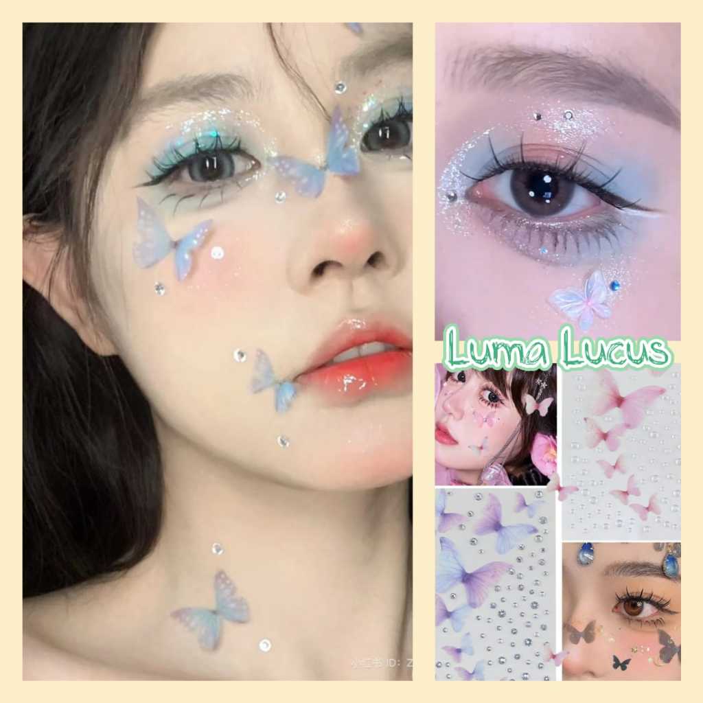 Jual Luma Lucus Kpop Concert Butterfly Makeup Stiker Manik Wajah Gem ...