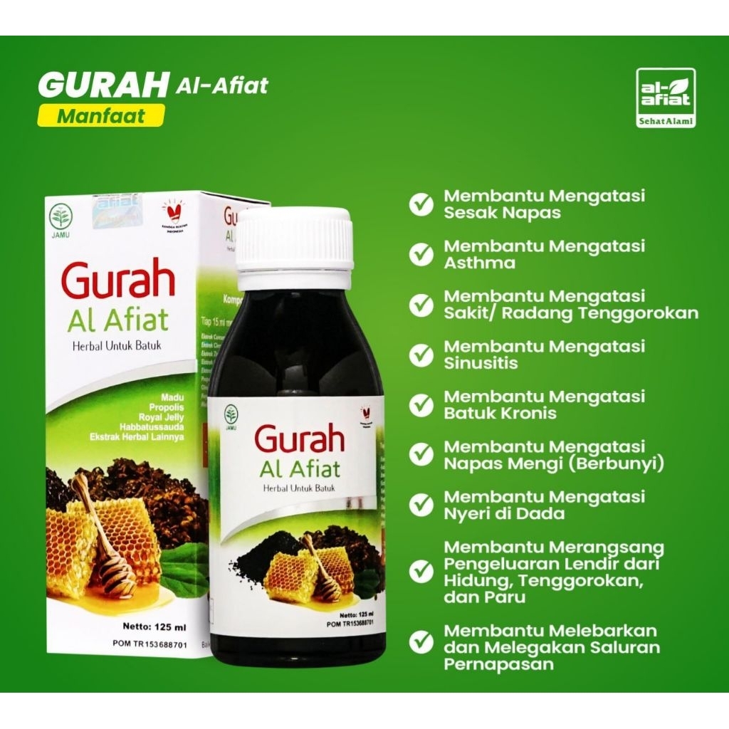 Jual Madu Gurah Al Afiat 125ml. Rasa original. Meredakan Batuk dan ...