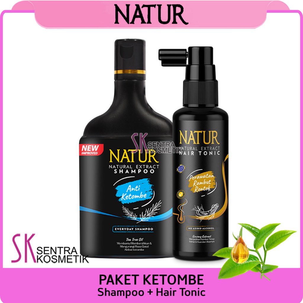 Jual NATUR Anti Ketombe Paket Dandruff Treatment Shampoo TTO + Hair ...