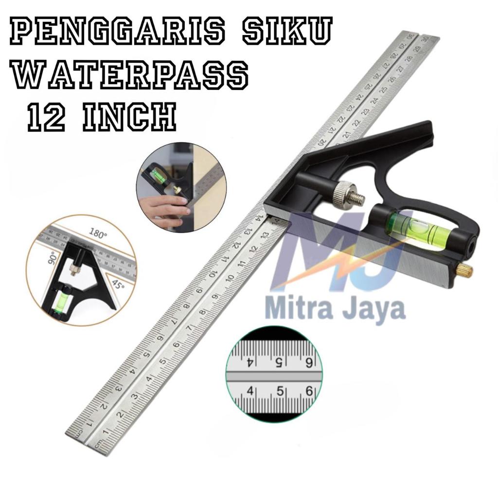 Jual Penggaris Siku Waterpass 30 CM Bangunan Stainless Steel Garisan ...