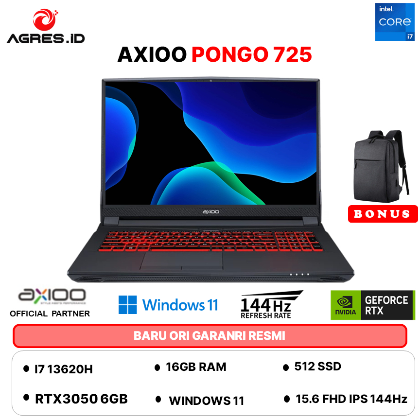 Jual AXIOO PONGO 735 I7 13620H RTX3050 6GB/ 16GB 512GB W11+OFFICE ...