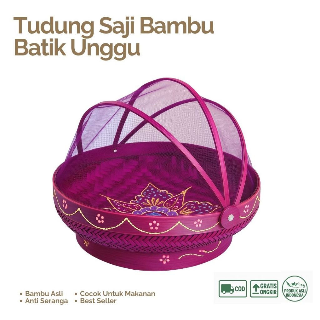 Jual Anyaman Nusantara / Tudung Saji Batik Ungu / Tudung Saji Bulat ...