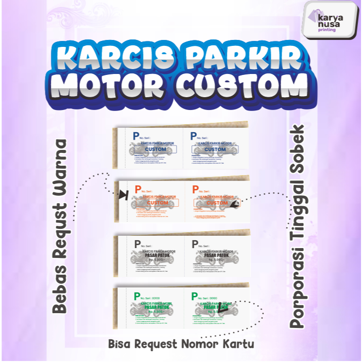 Jual Karcis Parkir Motor Custom 5x16 cm - Kertas Premium Tidak Mudah ...