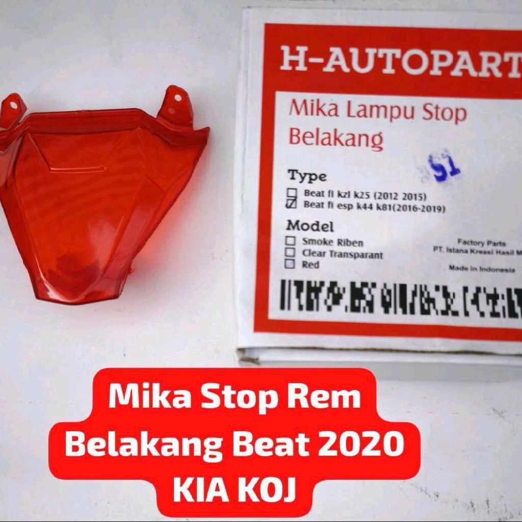 Jual Mika Lampu Stop Rem Beat Deluxe Led Koj Kia 2020 (Red) | Shopee ...