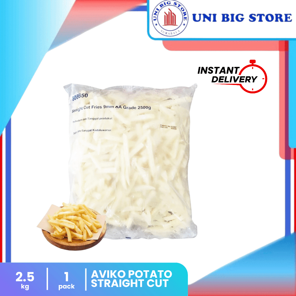Jual Aviko Potato Straight Cut 9 mm Coated Kentang Goreng 2.5 Kg 500 gr ...