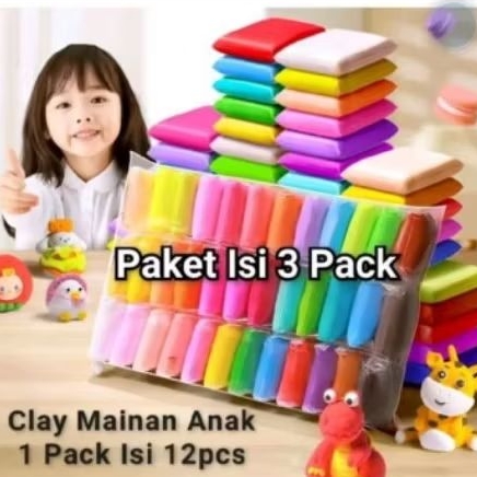 Jual 10 Pack Clay 12 Warna Mainan Anak 75gram / 5 Pack Clay 12 Warna ...