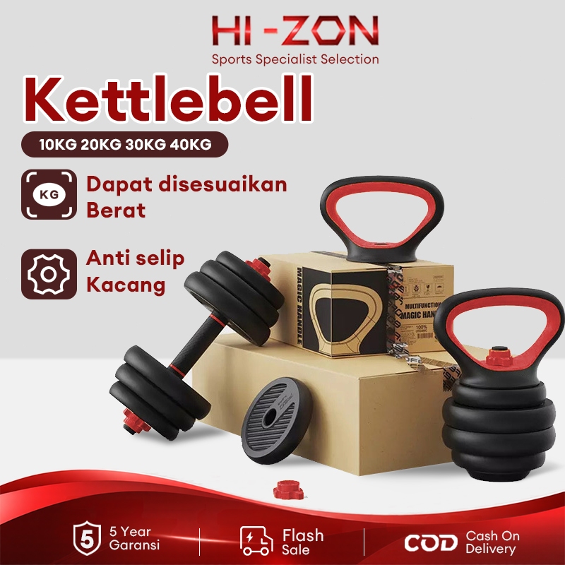 Jual Dumbell set 10KG 20KG 30KG 40KG peralatan fitness barbel bisa disambung tiang angkat dengan ...