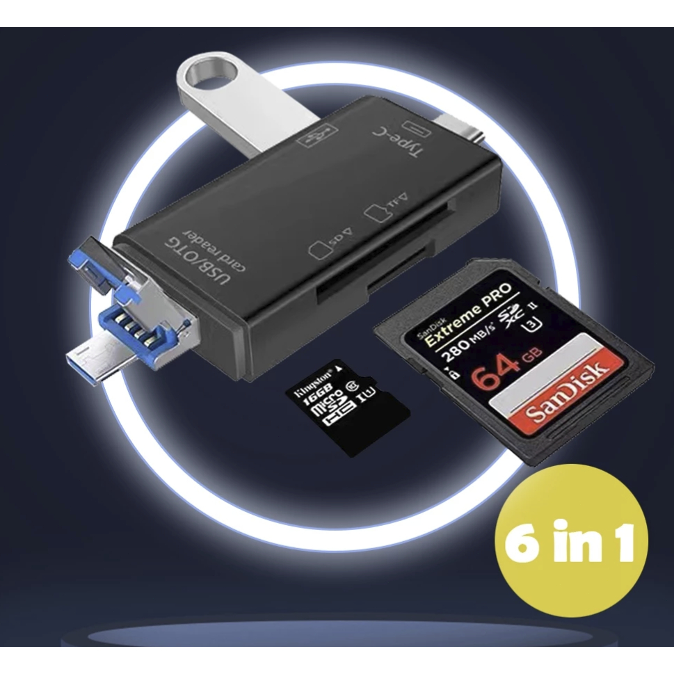 Jual 6 in 1 Card Reader OTG SD TF Card Reader High Speed Memory Card ...