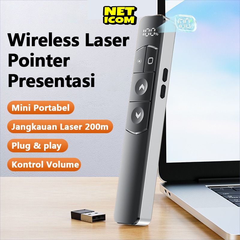Jual NETICOM Laser Pointer S10 Presentasi Wireless 200M USB/Type-C ...