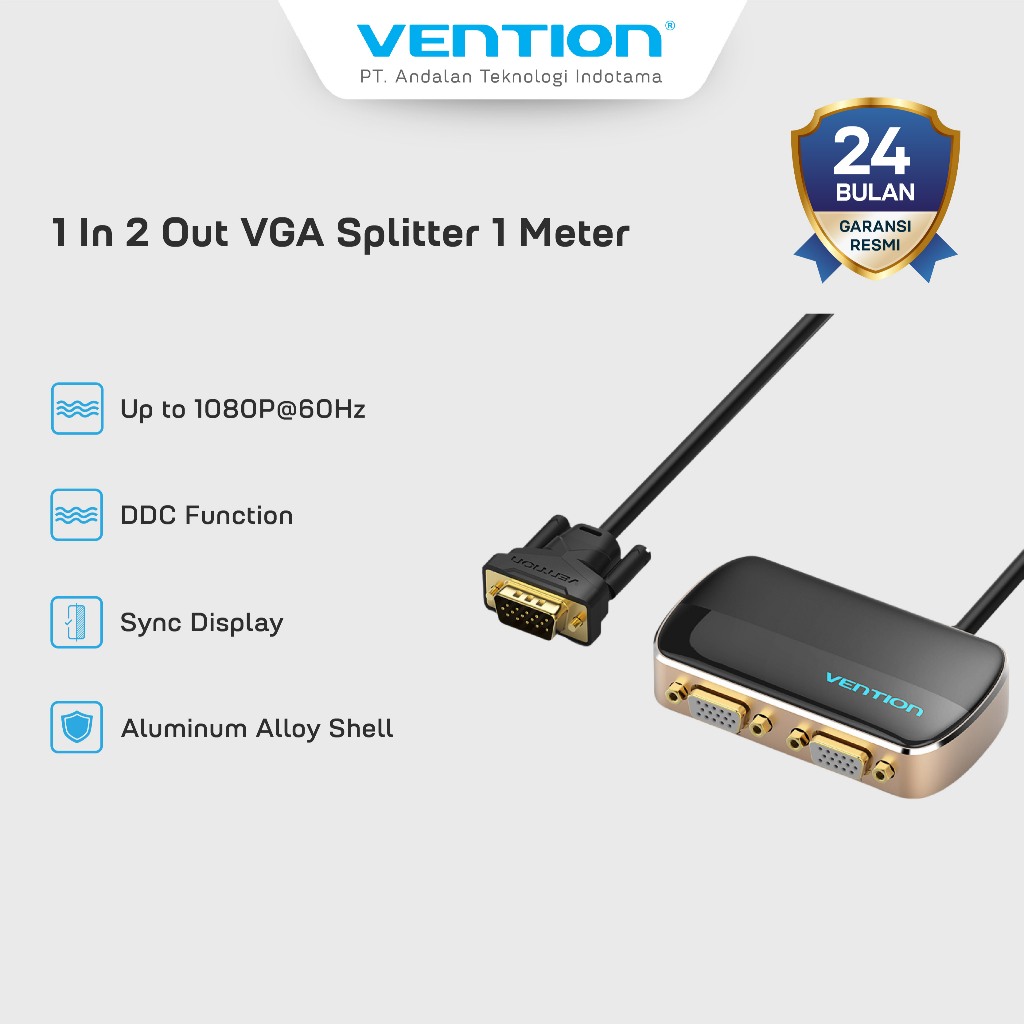 Jual Vention VGA Splitter 1 In 2 Out 1080P 60Hz 1M - DBA | Shopee Indonesia