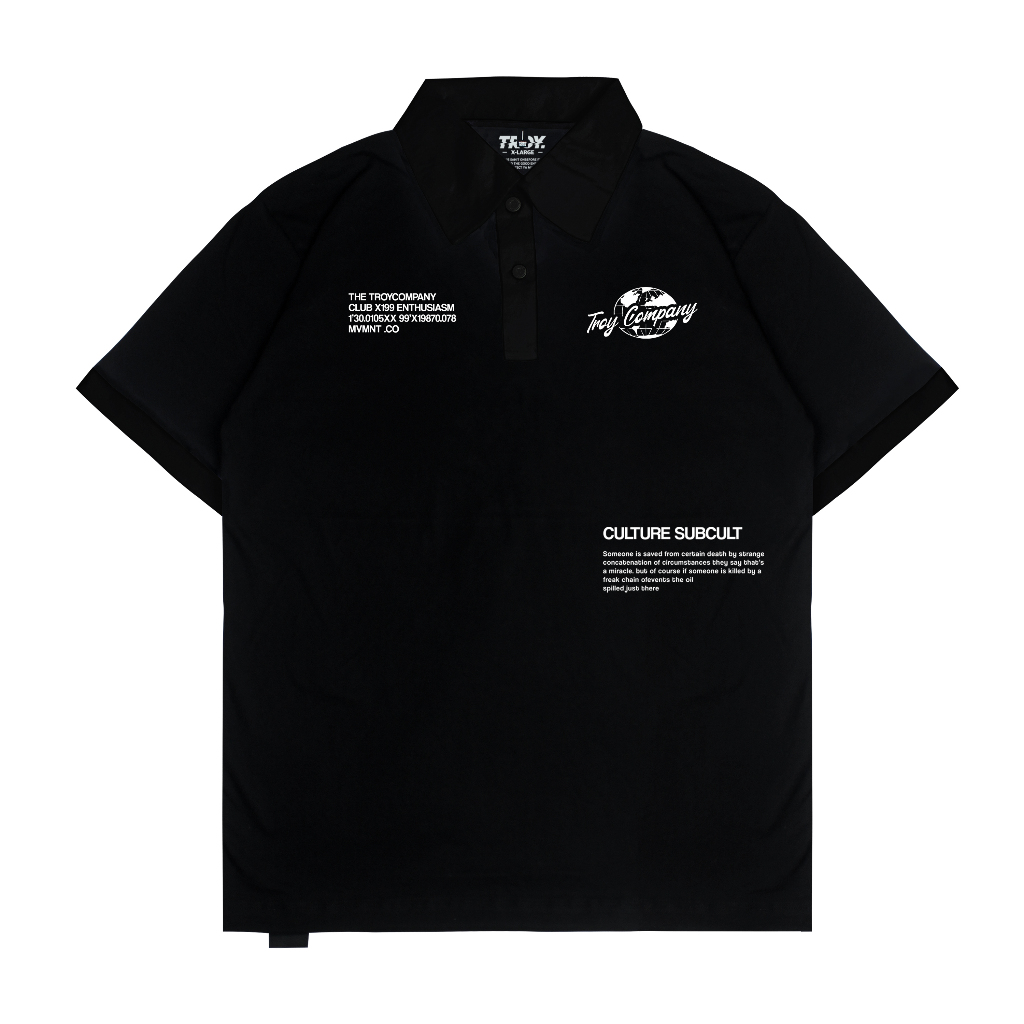 Jual Troy Company Polo Wangky Shirt Full Black Essence - Kaos Polo ...