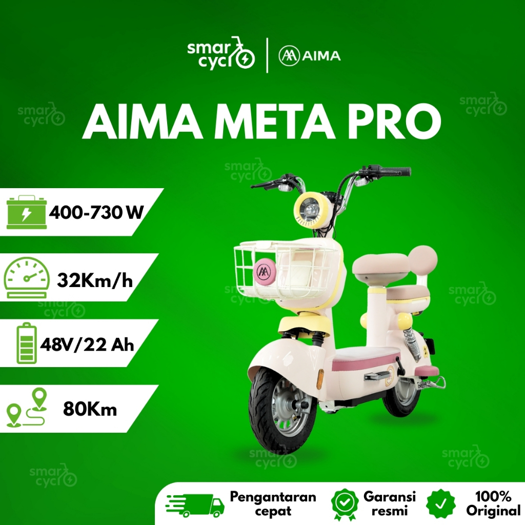 Jual AIMA Meta Pro Sepeda Listrik 48V/22Ah 400-730 Peak Power/Watt ...