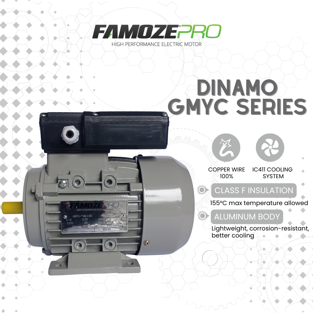 Jual Famoze Pro Dinamo 1 Phase 1 HP 1500 RPM / 1.5 HP 2800 RPM Elektro Motor GMYC Dinamo GMYC ...
