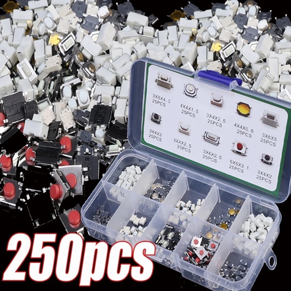 Jual Paket 1 Box isi 250pcs Push Button Tactile Momentary Micro Switch ...