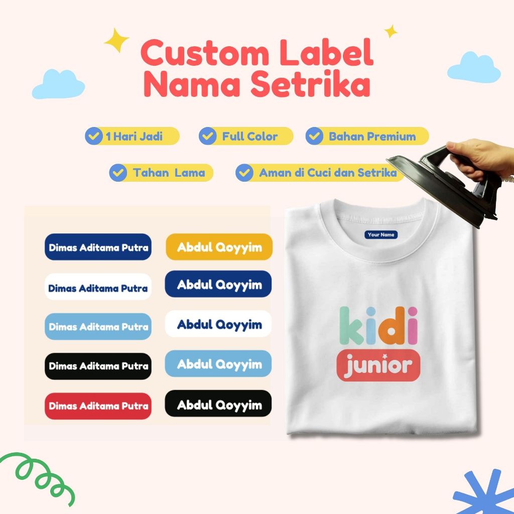 Jual Stiker Label Nama Baju Sablon Setrika Nama Custom | Shopee Indonesia