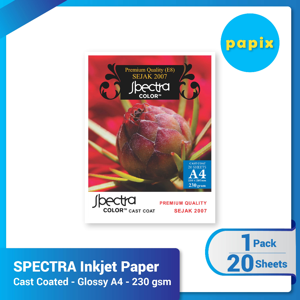 Jual Spectra Inkjet Paper Cast Coated – Glossy A4 (230 gsm) | Shopee ...