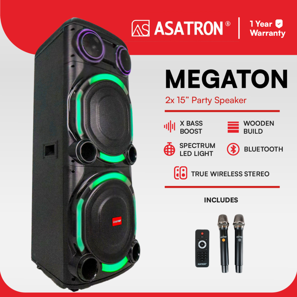 Jual Asatron Megaton Dual 15 Inch Bluetooth Party Speaker with 2 ...
