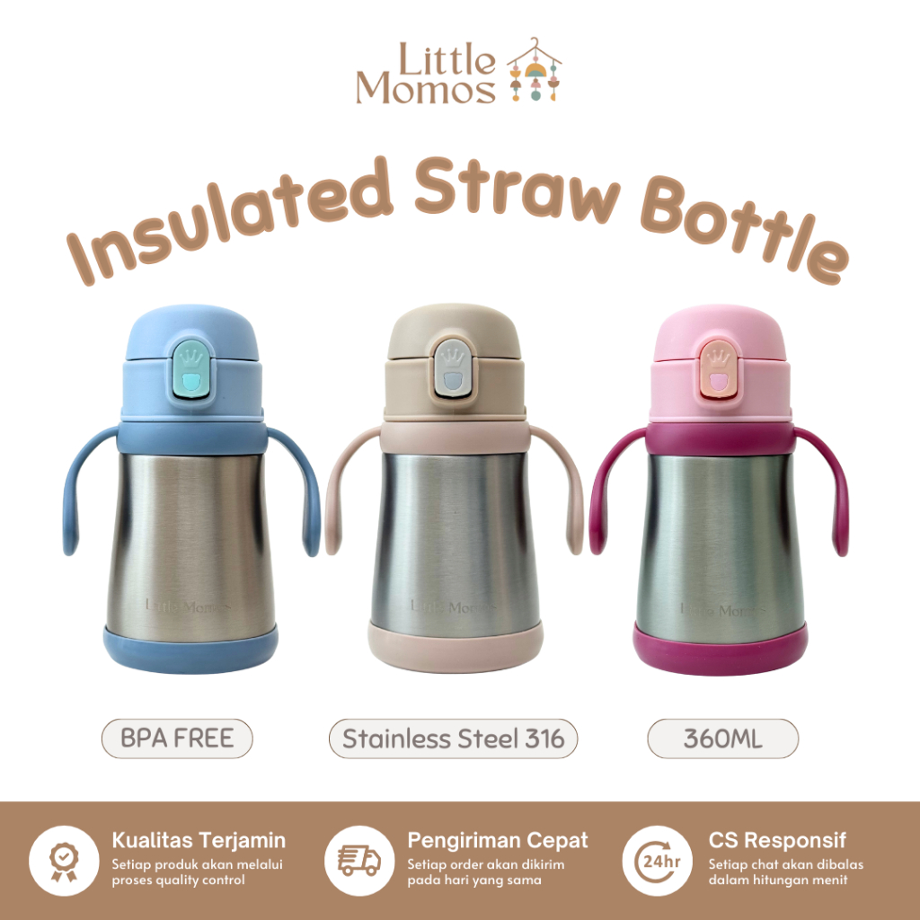 Jual Little Momos Botol Minum Anak Stainless Steel 316 360 ML Tahan ...