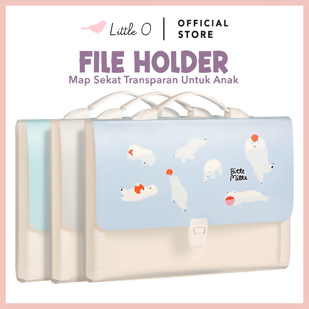 Jual LITTLE O Premium File Holder Bag Map Sekat Transparan Karakter ...