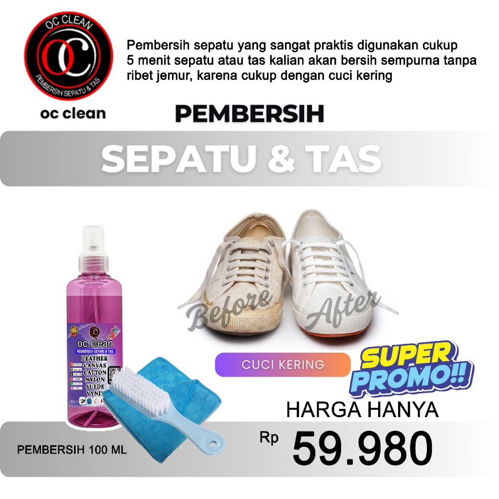 Jual OC Clean Pembersih sepatu dan Tas 100ml | Shopee Indonesia