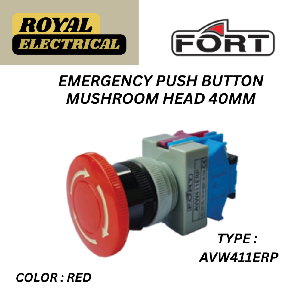 Jual FORT EMERGENCY PUSH BUTTON - 22MM / 1NO 1NC/ RED - Type AVW411ERP ...