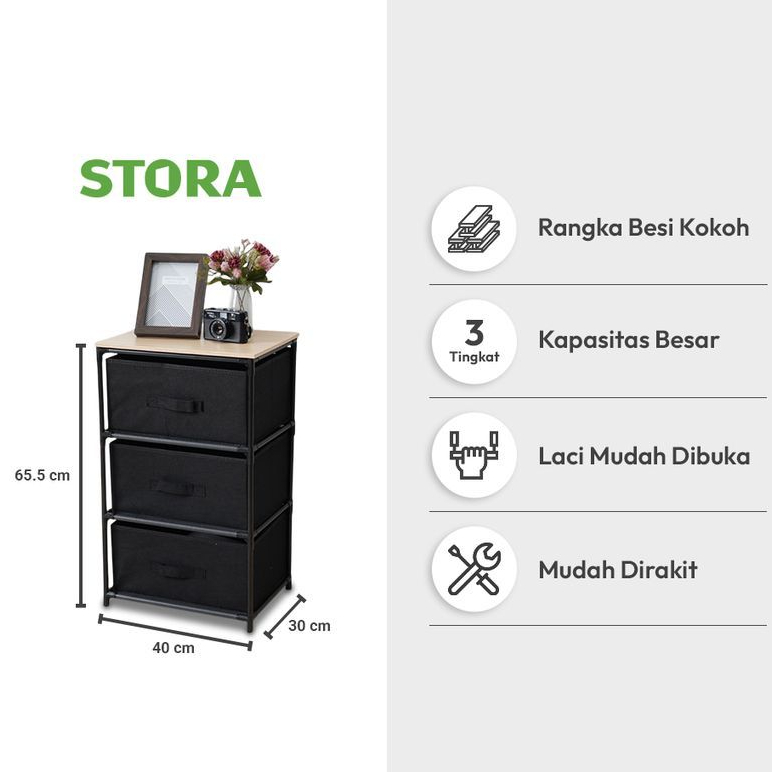 Jual STORA Laci Penyimpanan 3 Tingkat Minimalis Kuat dan Kokoh Drawer ...