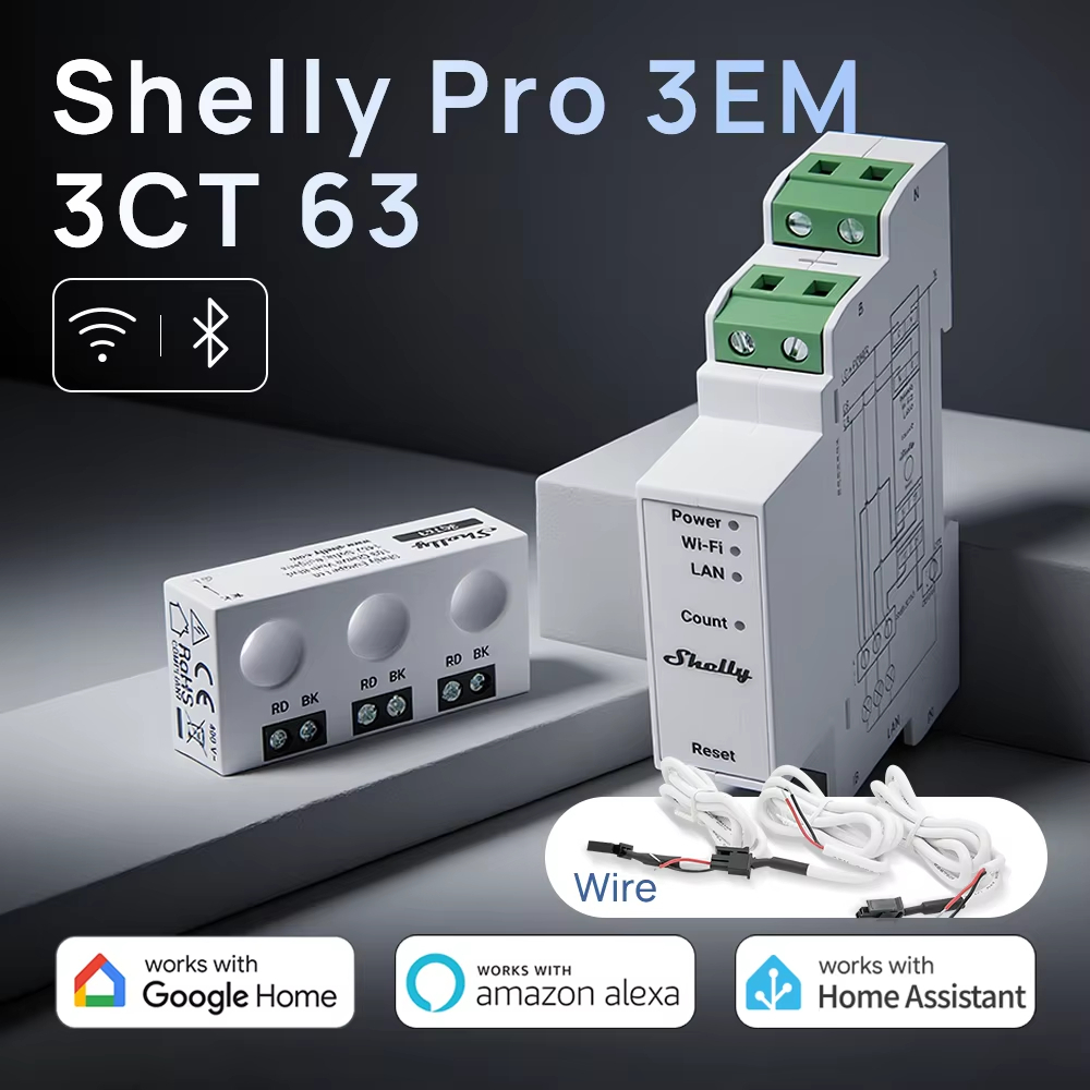 Jual Shelly Pro 3EM 3CT63 Smart Energy Meter Pengukuran 4 Kuadran DIN ...
