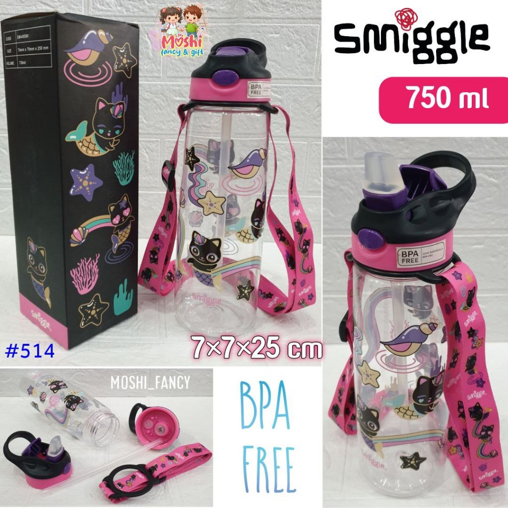 Jual Botol Minum Smiggle Cat Mermaid Tali / Tempat Minum Cat Tali ...