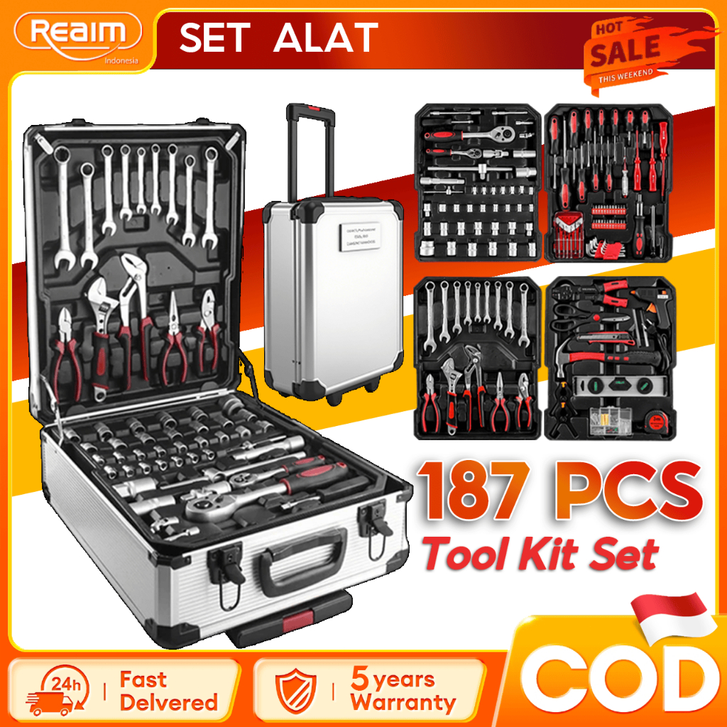 Jual Reaim Tool Box 187pcs Kunci Shock Set Set Lengkap Toolkit Set Kunci Set Tool Kit Alat ...