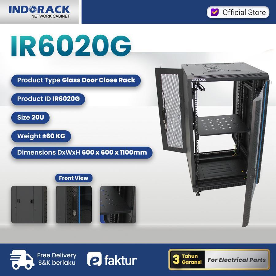 Jual Indorack IR6020G Close Rack 20U Depth 600mm Glass Door Rak Server ...
