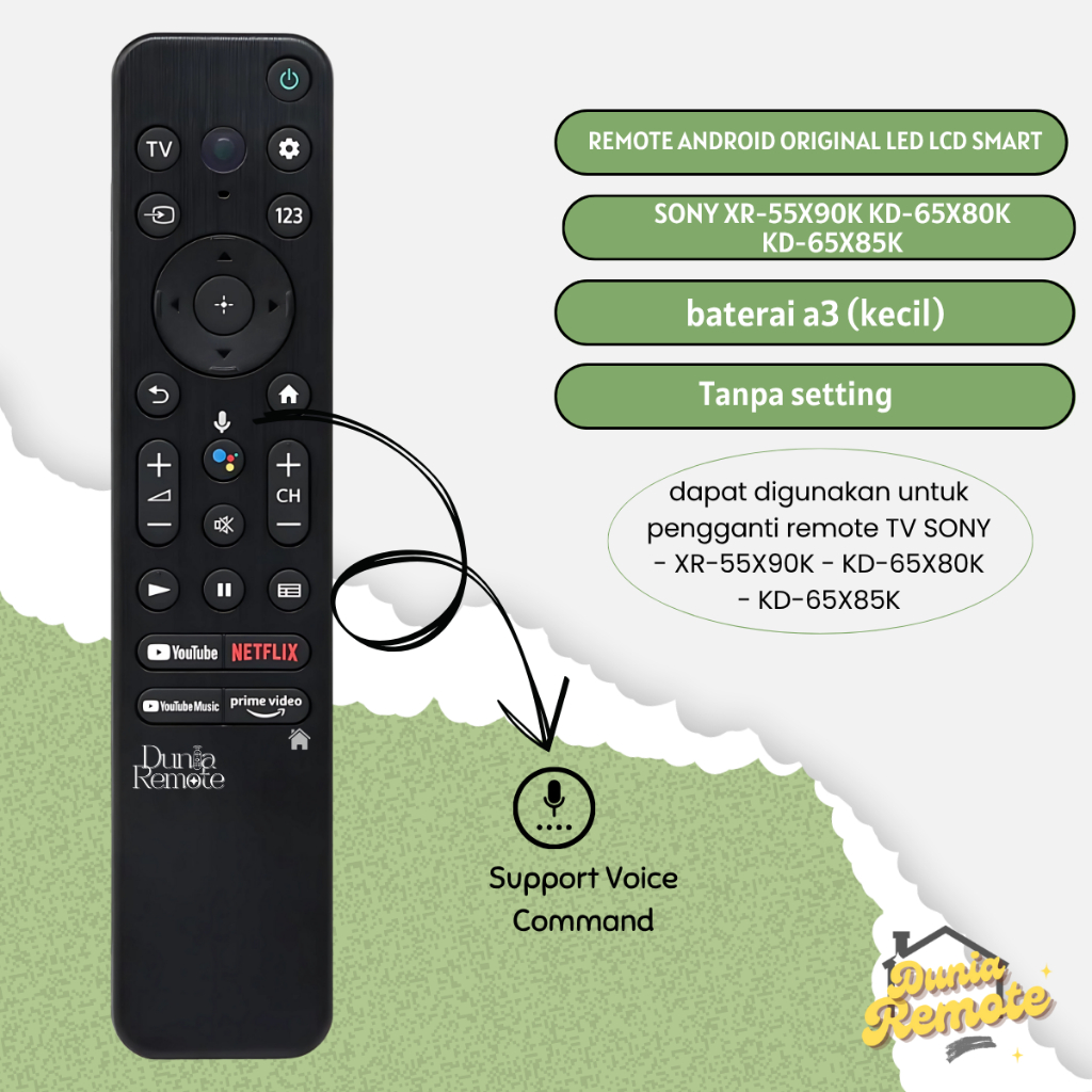 Jual Remote Remot TV SONY ANDROID VOICE COMMAND XR-55X90K KD-65X80K KD-65X85K RMF-TX800P FOR ...