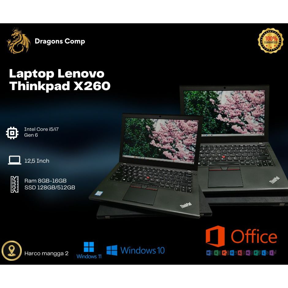 Jual Laptop Lenovo Thinkpad X260 Core i5 Gen 6300U Ram 8GB SSD 256GB Layar 12,5 Inch | Shopee ...