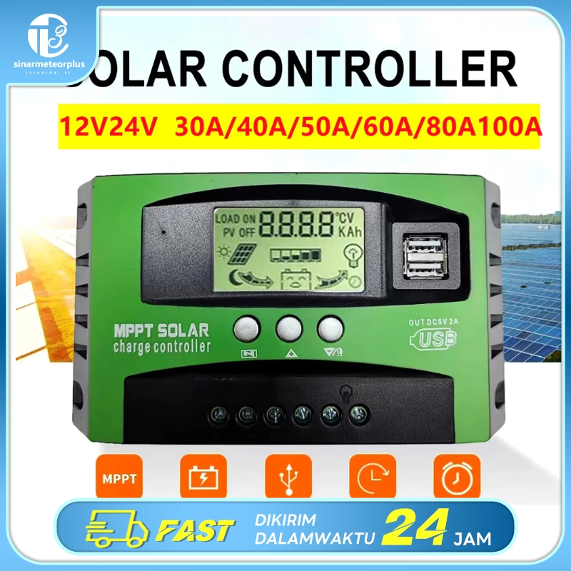 Jual Hijau 100A Solar Charge Controller MPPT 2 USB/Solar Charger ...