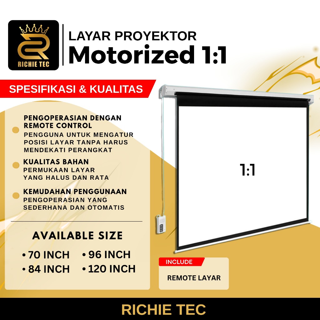 Jual Layar Proyektor Motoric Otomatis 120 INCH - Wall Screen Projector ...