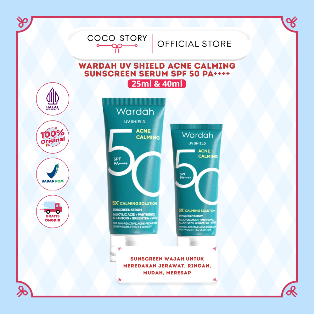 Jual Wardah UV Shield Sunscreen Acne Calming SPF 50 PA+++ SPF 35 ...