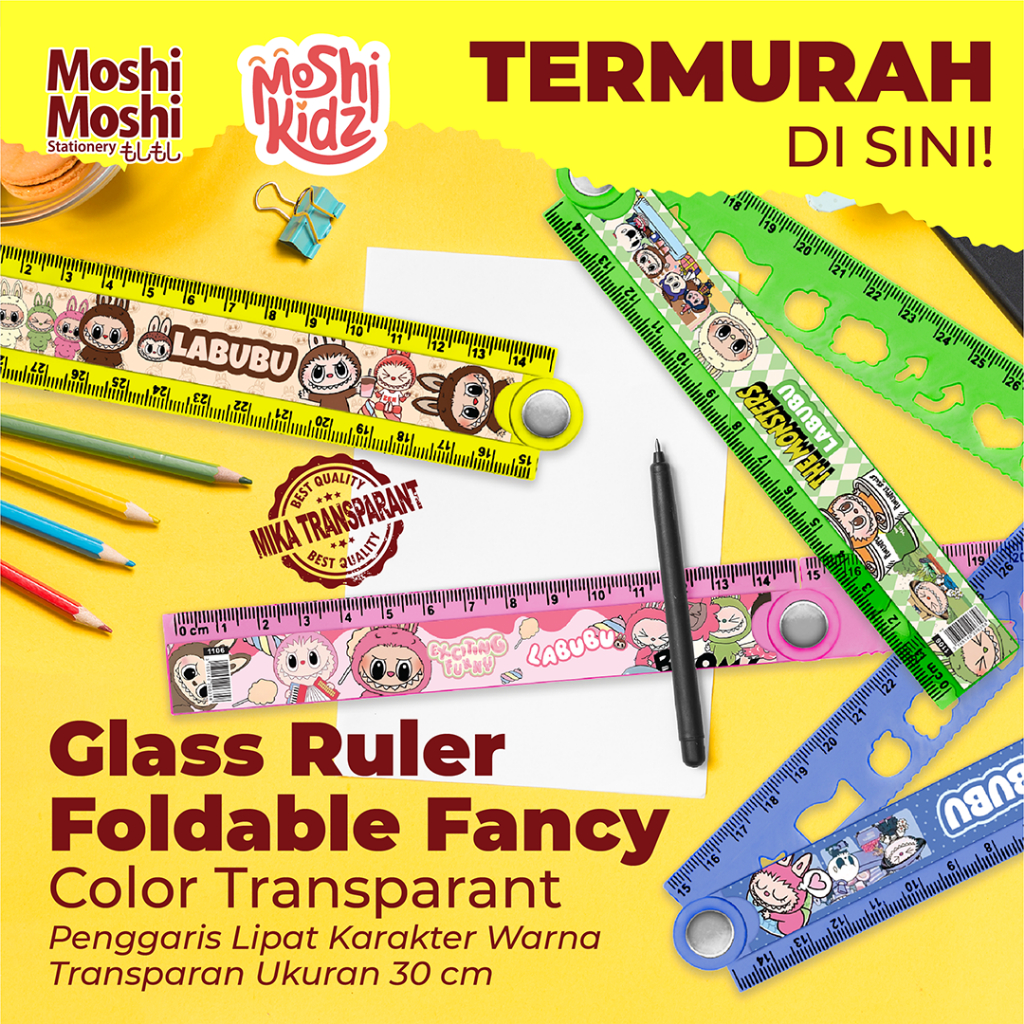 Jual Glass Ruler Moshi Foldable Fancy 30 cm Penggaris Plastik Lipat ...