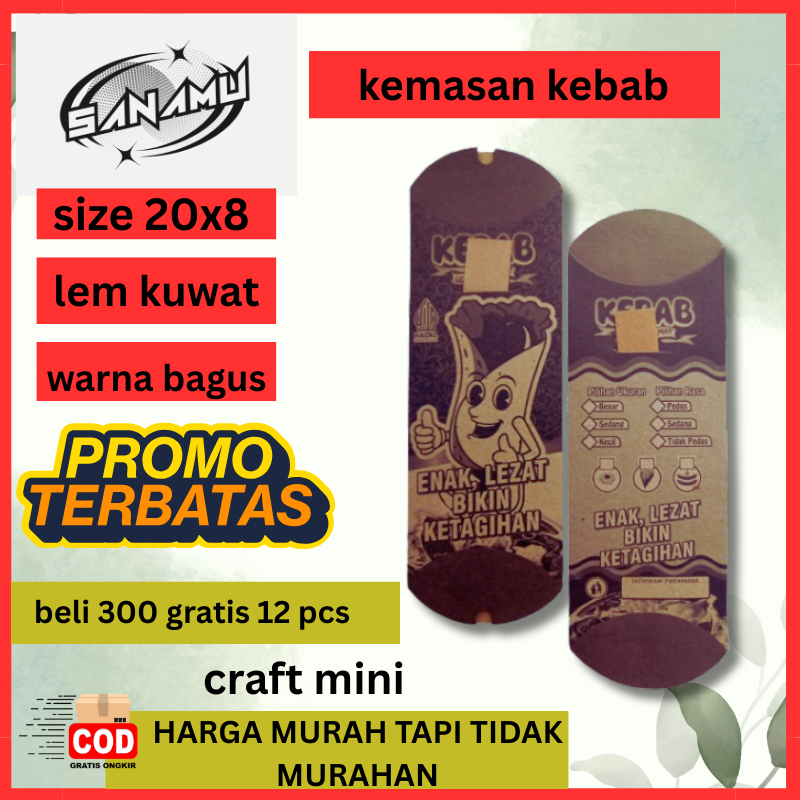 Jual box Kebab Craft Mini 20x8 Kemasan Kebab Kertas Kebab 20x8 Bungkus ...