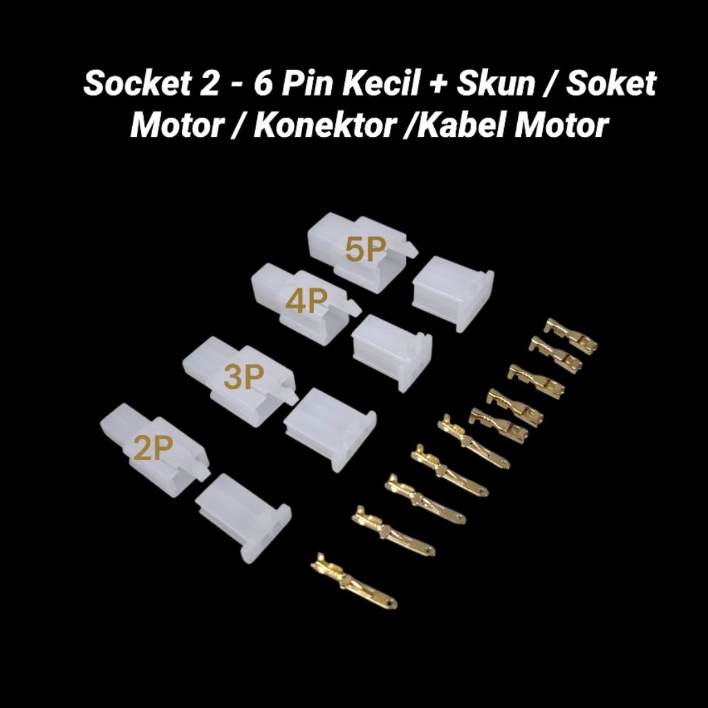 Jual Socket 2 - 6 Pin Kecil + Skun / Soket Motor / Konektor /Kabel ...