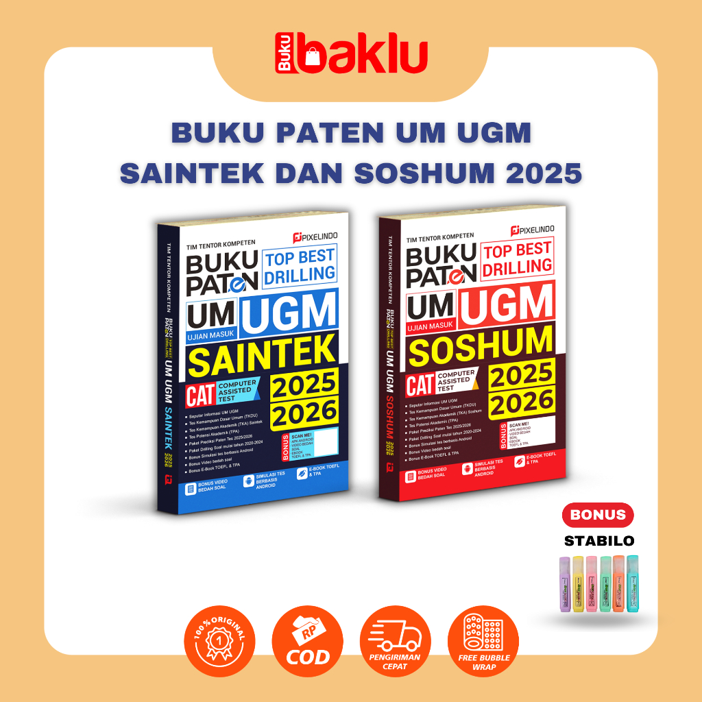 Jual Buku Paten UM UGM Soshum & Saintek 2025/2026 Drilling Soal Untuk Seleksi Ujian Mandiri UGM ...