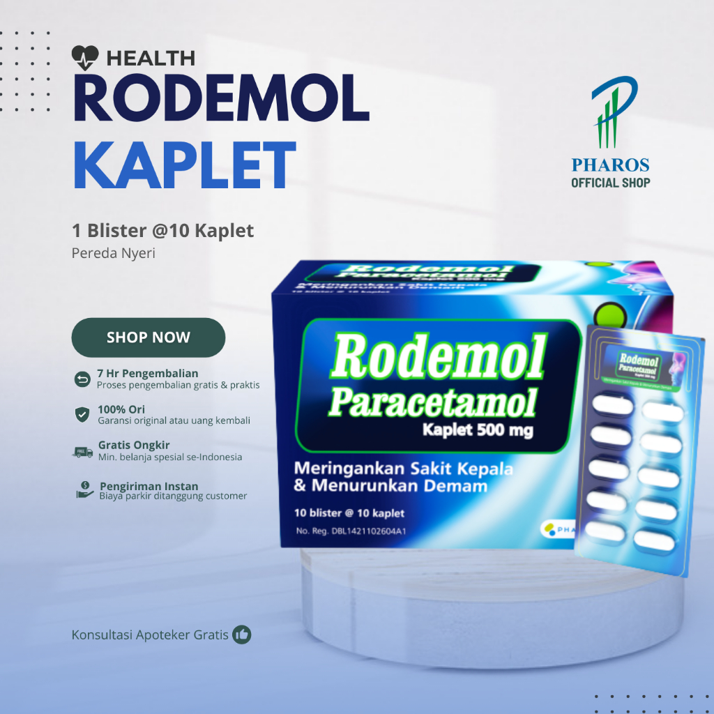 Jual Rodemol Paracetamol 500 mg - Obat Sakit Kepala & Penurun Demam 1 ...