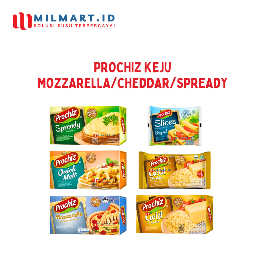 Jual PROCHIZ PREMIUM CHEDDAR BLOCK/SPREADY/SLICE CHEESE/QUICKMELT ...