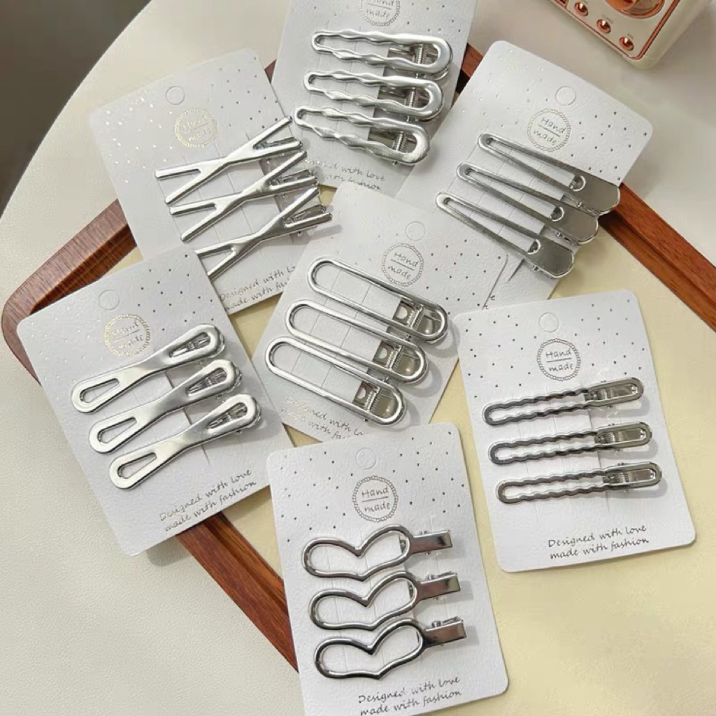 Jual jepit jepitan rambut sirver set 3 pcs bentuk model motif bintang ...