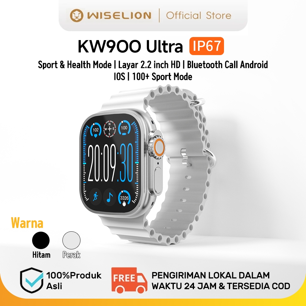 Jual WISELION New Bluetooth Smartwatch KW900 Ultra | IP68 | 2.2 inch ...