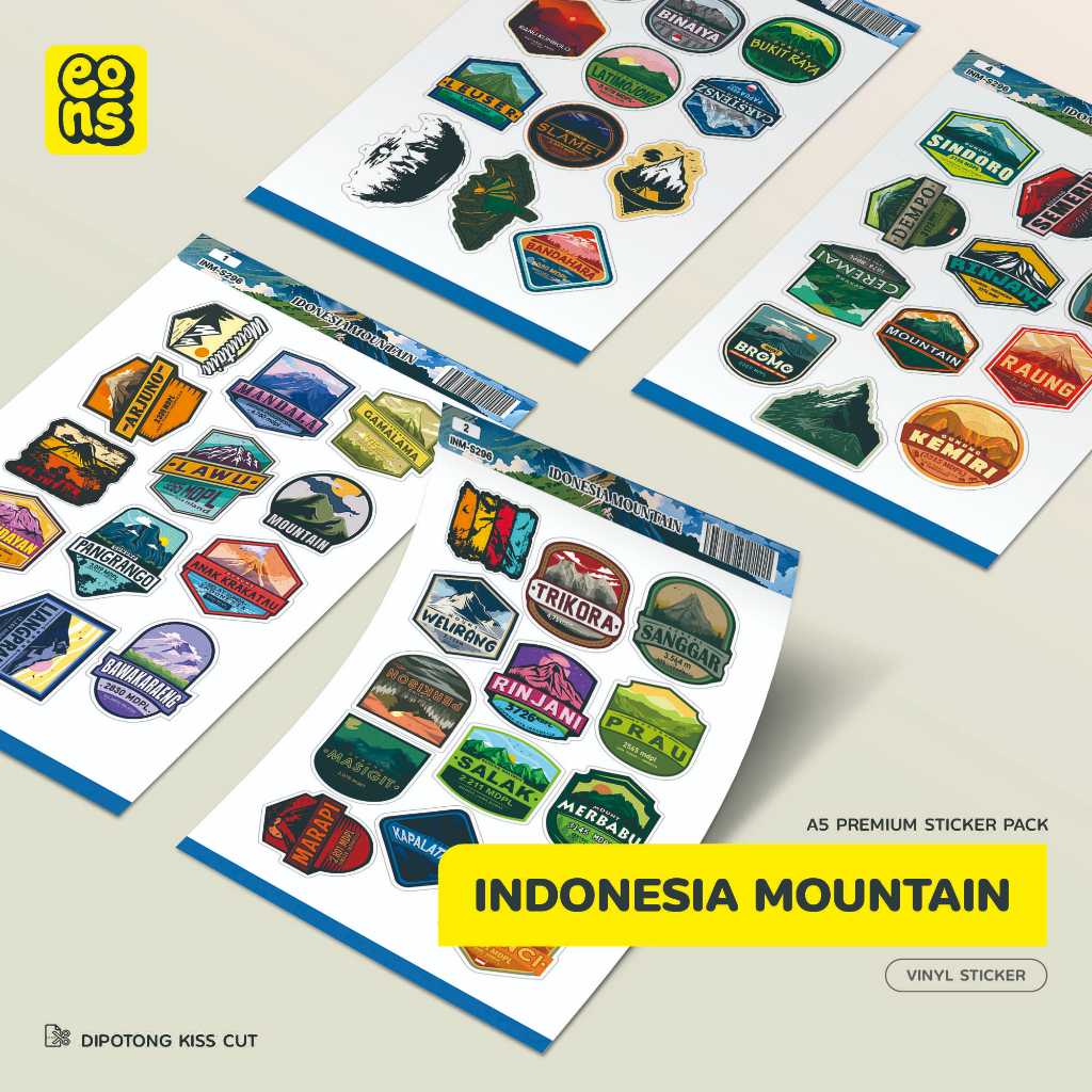 Jual Stiker Pack INDONESIA MOUNTAIN Waterproof Aesthetic- untuk Laptop ...