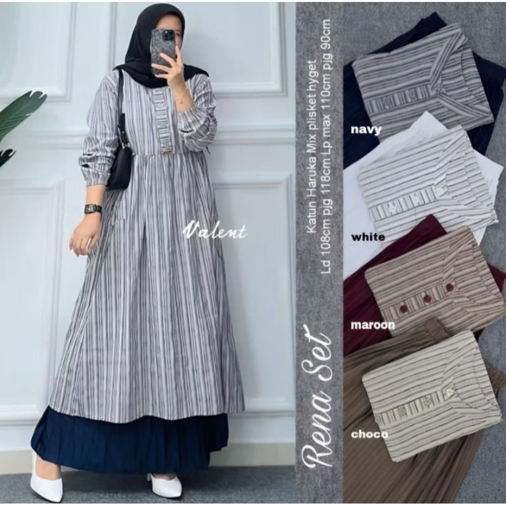 Jual RENA SET SETELAN ROK PLISKET ATASAN BAHAN KATUN HARUKA | Shopee ...