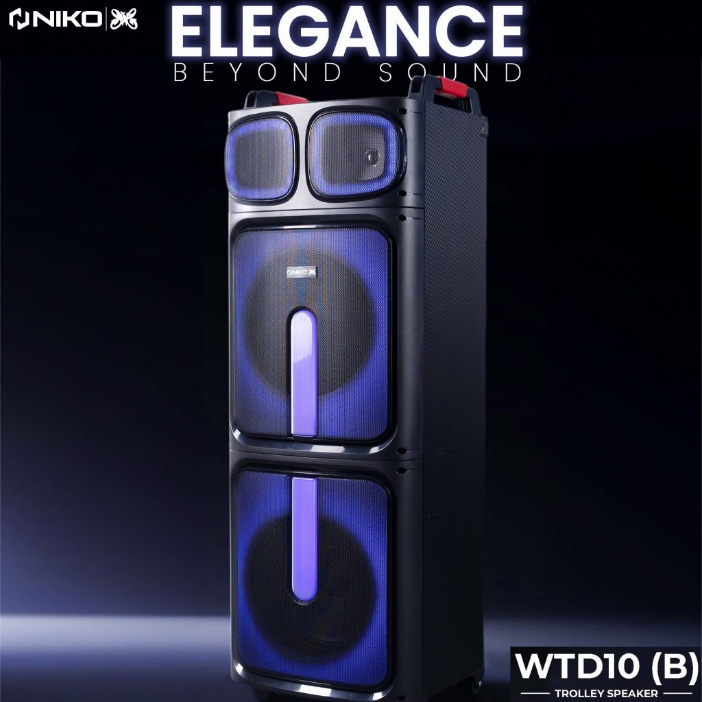 Jual Niko Trolley Double Speaker Bluetooth 10 inch WTD 10(B) Free Mic ...