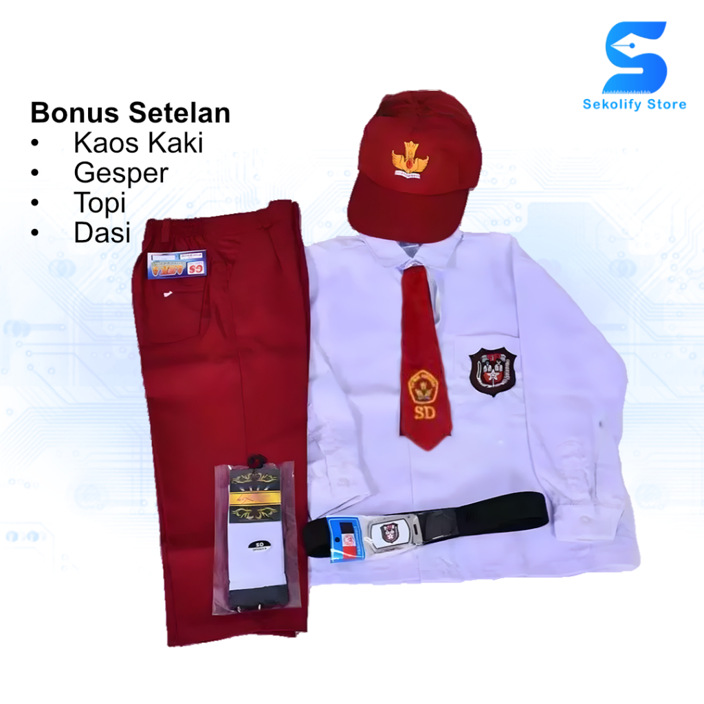 Jual Seragam Sekolah SD Anak Laki-laki Panjang Kelas 1-6 Bonus Atribut ...