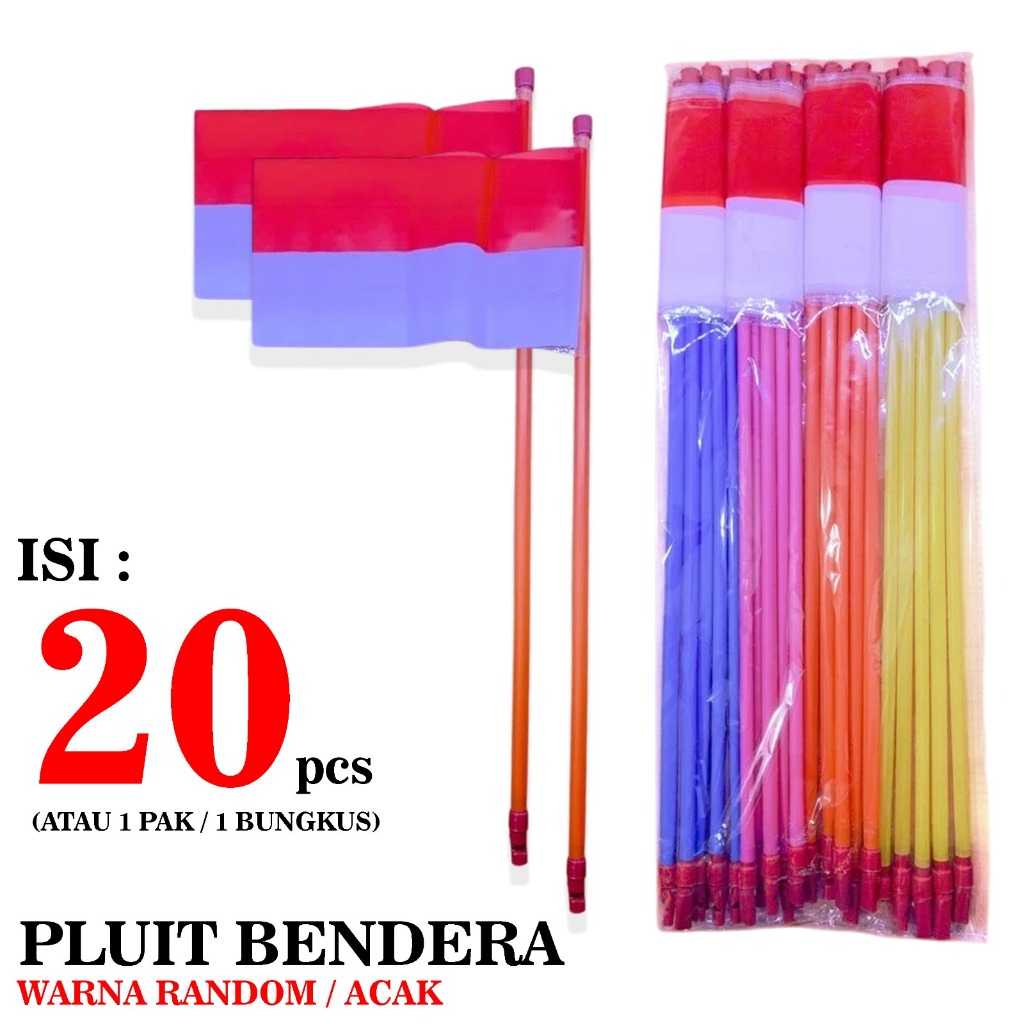 Jual Bendera Plastik Tongkat Tangkai Pluit Merah Putih Indonesia ...