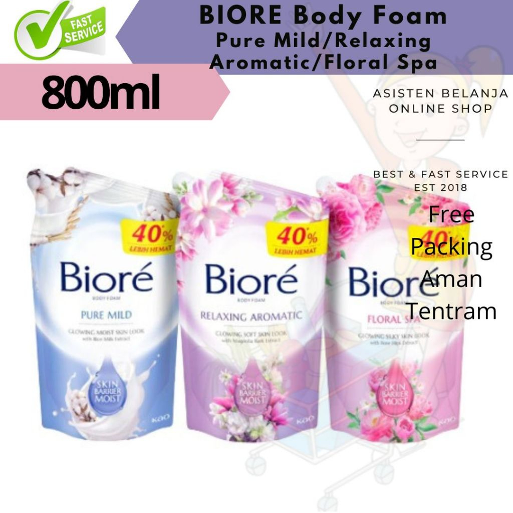 Jual BIORE Body Foam Relaxing Aromatic Jasmine Moisture Care Ungu Refill 800ml 800 ml Body Wash ...