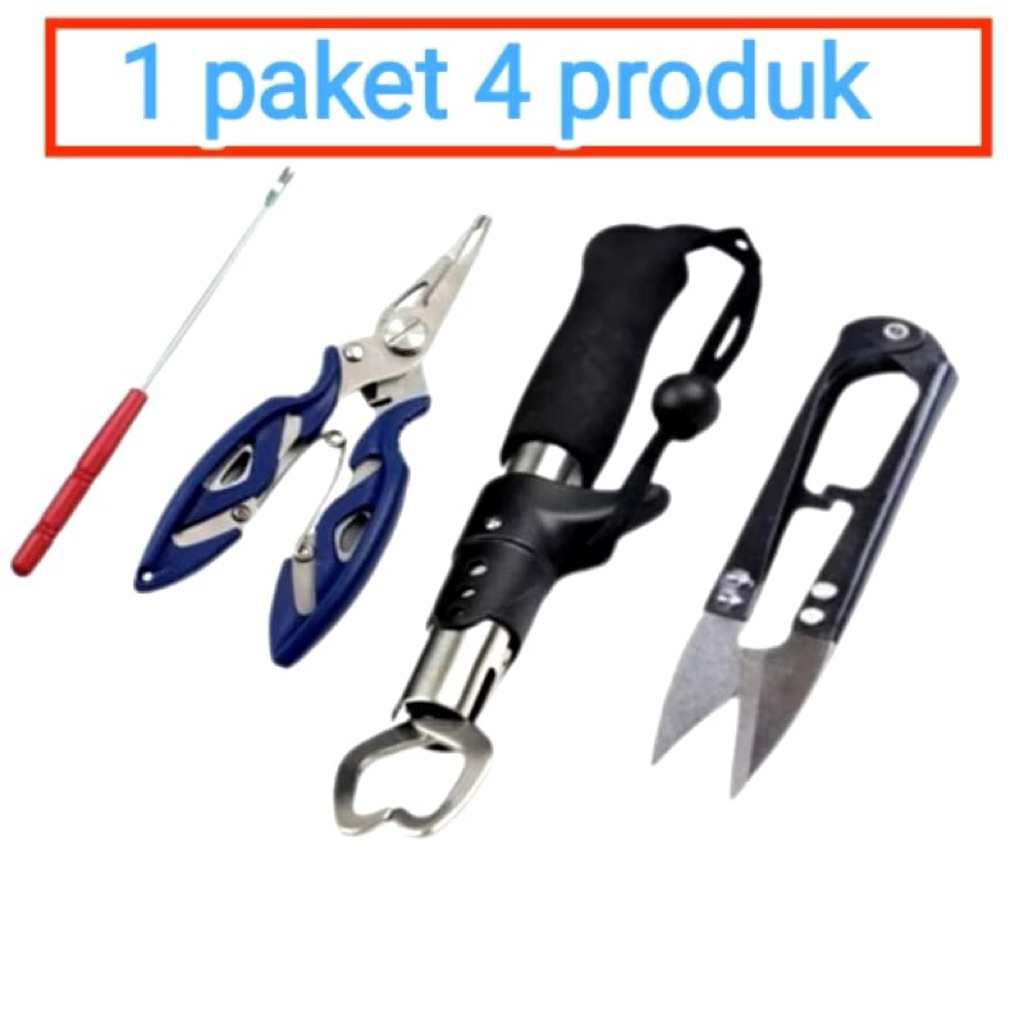 Jual satu paket isi 4 alat penjepit mulut ikan + tang split+ gunting ...